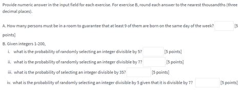 Solved Provide Numeric Answer In The Input Field For Each