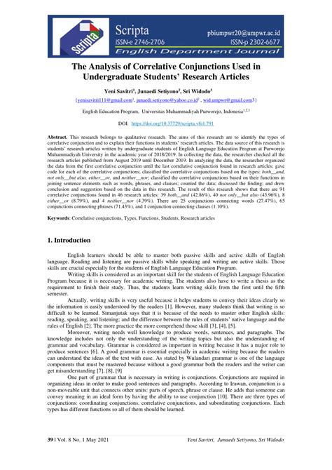 Pdf The Analysis Of Correlative Conjunctions Used In Undergraduate