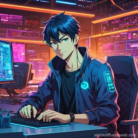 Hacker In Sci Fi Environment Stable Diffusion Online