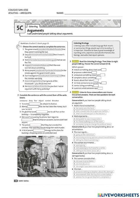 Arguments Free Interactive Worksheets 2199951