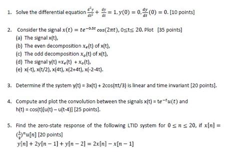 Solved Solve The Differential Equation D2y Dt2 Dy D