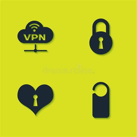 Set Vpn Network Cloud Connection Please Do Not Disturb Heart With Keyhole And Lock Icon