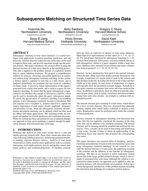 Pdf Subsequence Matching On Structured Time Series Data