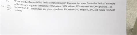 Solved Are The Flammability Limits Dependent Upon Calculate
