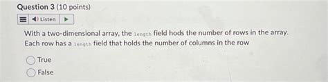 Solved With A Two Dimensional Array The Longth Field Hods