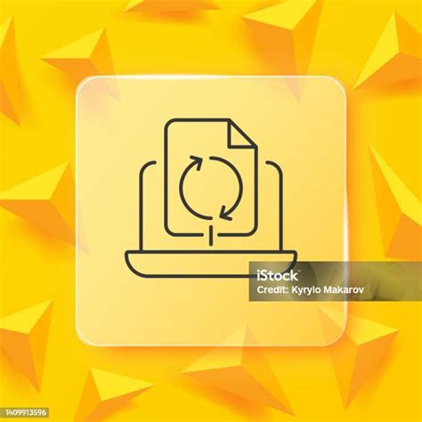 파일 줄 아이콘입니다 컴퓨터 노트북 데이터 새로 고침 정보 첨부 새로 고침 버튼 화살표 데이터 세트 개념 유리 형태 스타일