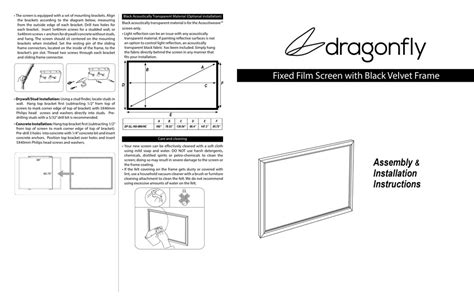 Dragonfly Acoustiweave Df Sl 160 Mw Assemblyinstallation Instructions