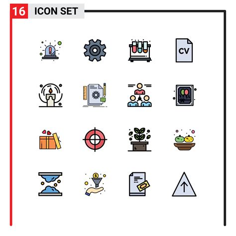 Set Of 16 Vector Flat Color Filled Lines On Grid For Science Education Wheel Cv Lab Editable