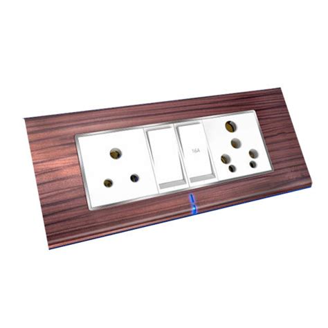 Axis Natural Wood Plate With Flat Switch 3pin Socket And Universal