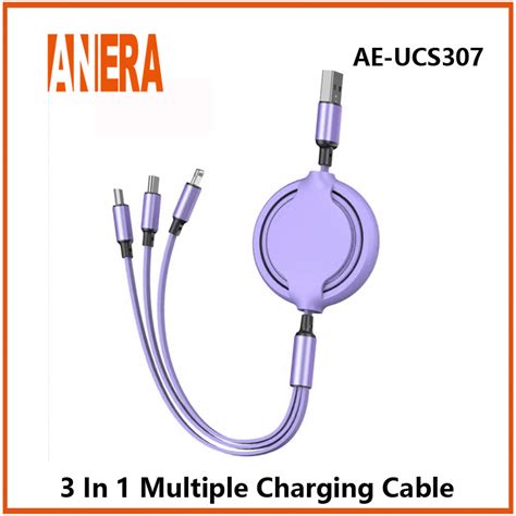 Telescopic Retractable Flexible 3 In 1 Fast Charging Cable Usb2 0 To
