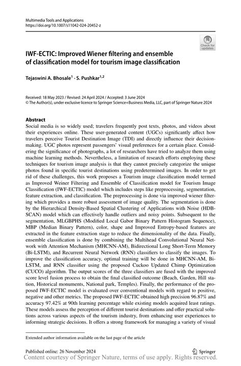 Iwf Ectic Improved Wiener Filtering And Ensemble Of Classification