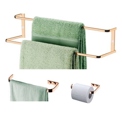Kit Banheiro Suporte Toalheiro Duplo Porta Toalha Mãos Papel Higiênico