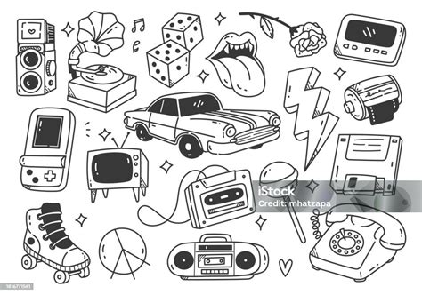 손으로 그린 빈티지 물건 낙서 벡터 일러스트 레이 션 라인아트에 대한 스톡 벡터 아트 및 기타 이미지 라인아트 만화 낙서 드로잉 Istock