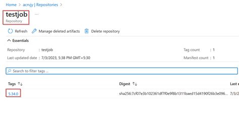 Azure Aks Kubernetes Job Not Able To Recognise The Image Tag Latest