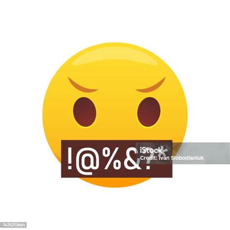 Angry Swearing Emoji Emoticon With Swear Words向量圖形及更多不滿圖片 不滿 剪裁圖 剪貼