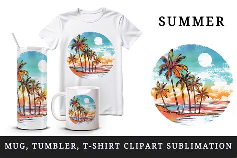 Summer Palm Trees Tumbler Mug Clipart Graphic By Tati Design · Creative