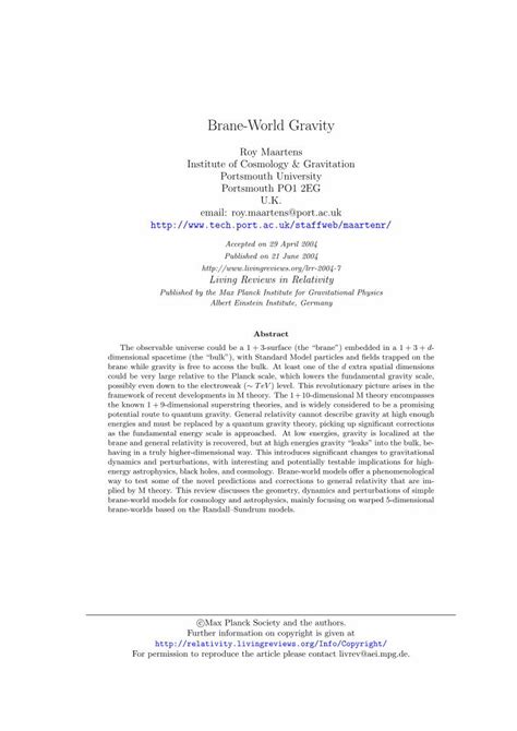 Pdf Brane World Gravity Dokumen Tips