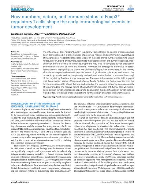 Pdf How Numbers Nature And Immune Status Of Foxp3 Regulatory T