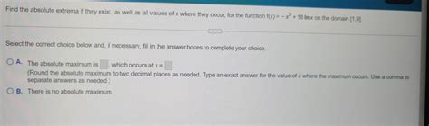 Solved I Need The Absolute Minimum And Maximum For Each One Chegg Com