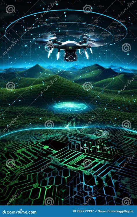drone hovering over a binary code landscape a three dimensional