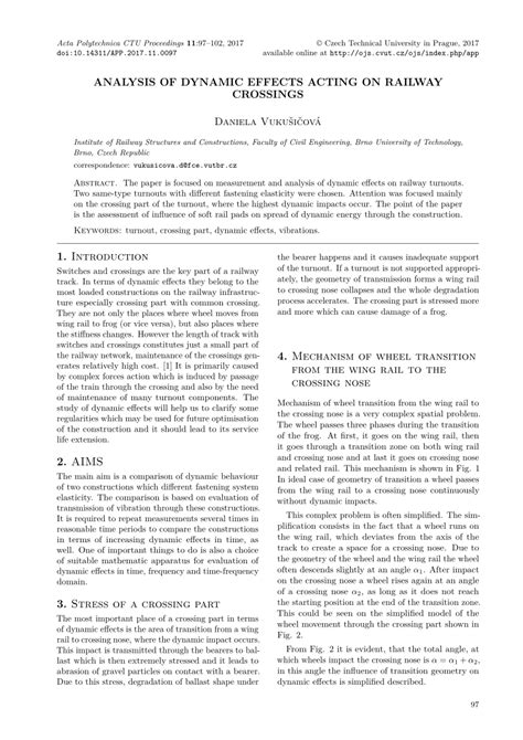 Pdf Analysis Of Dynamic Effects Acting On Railway Crossings