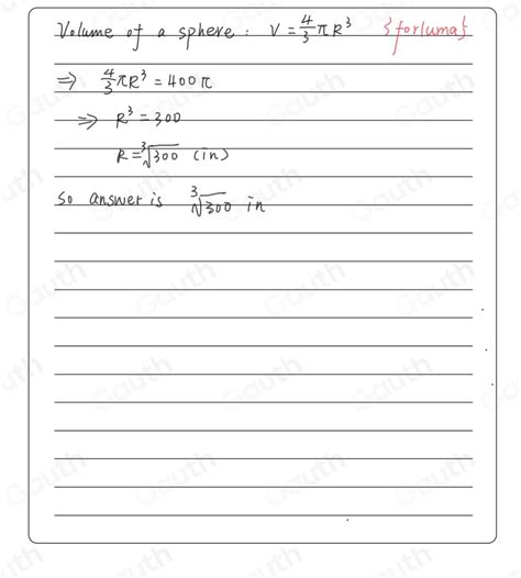 Solved If The Volume Of A Sphere Is 400π In3 What Is Its Radius
