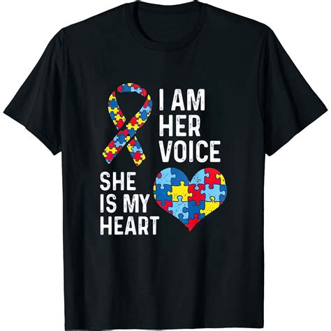 Womens Voice And Heart Autistic Daughter Autism Awareness Month Mom T Shirt Black Small