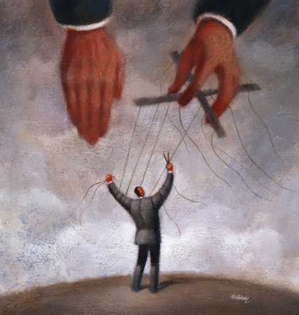 Stock Illustration Man Cutting Puppet Strings