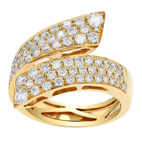 Diamond Pave Tapered Bypass Ring In Yellow Gold Borsheims