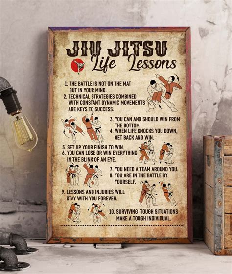 Jiu Jitsu Life Lesson Poster Inspirational Techniques Martial Art Wall