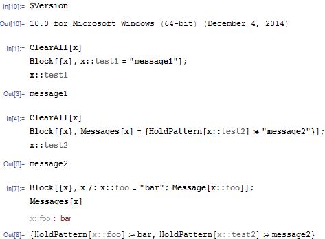 Bugs Messages Leak Out From Block Mathematica Stack Exchange