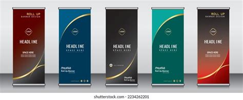 Five Modern Roll Banner Design Templateeps10 Stock Vector Royalty Free