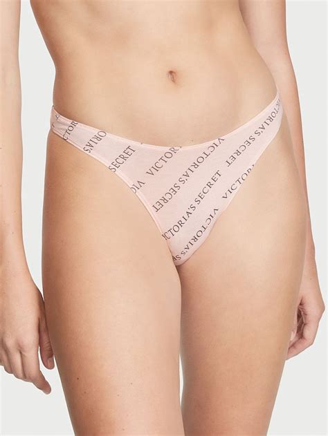 Esnek Pamuklu Derin Bacak Kesim Tanga Desenli Victoria S Secret