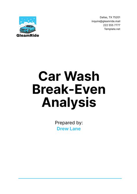 Free Car Wash Break Even Analysis Template To Edit Online