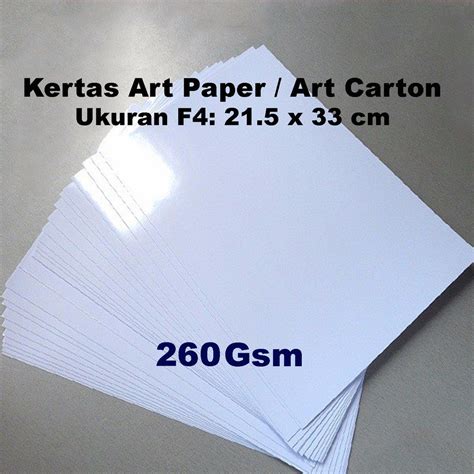 Jual Kertas Art Paper Art Carton 260 Gsm F4 215 X 33cm Indonesiashopee Indonesia