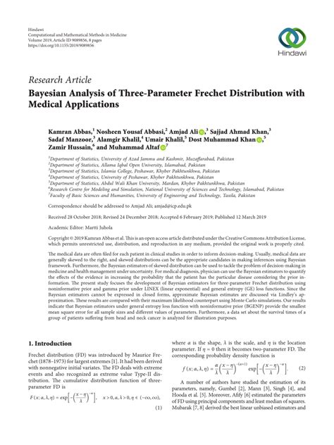 Pdf Bayesian Analysis Of Three Parameter Frechet Distribution With