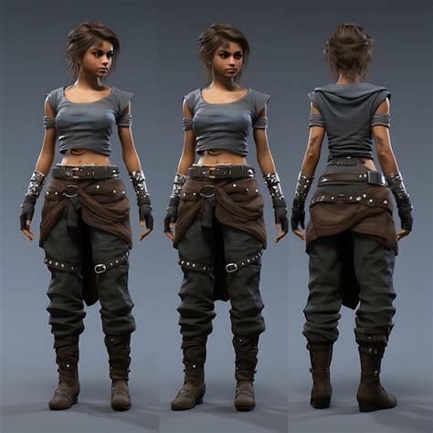 Premium Ai Image 3d Character Female Rogue Athletic Tan Skin Dagger