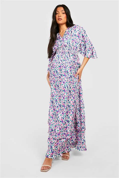 Maternity Frill Hem Wrap Maxi Dress Boohoo Usa