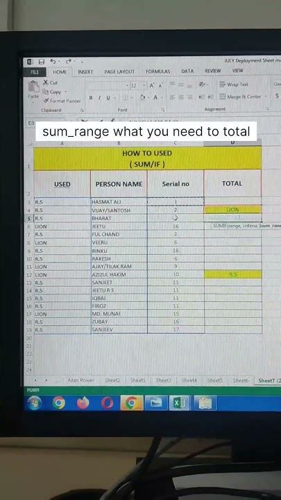 How To Use Sumif Simple Short Trick Viral Excelformulas Exceltips Youtubeshorts