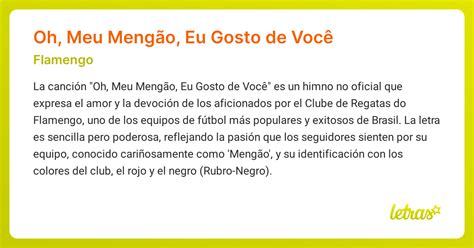 Significado De La Canción Oh Meu Mengão Eu Gosto De Você Flamengo