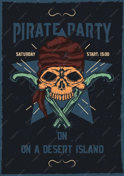 Free Vector T Shirt Or Poster Design With Illustraion Of Pirat Skull