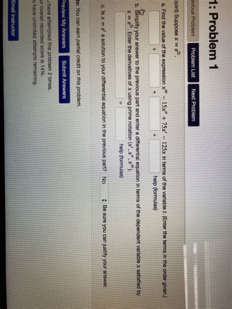 Solved 1 Problem 1 Help Formulas Chegg Com