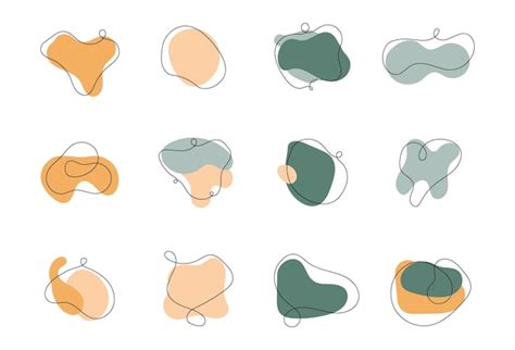 Premium Vector Random Free Form Abstract Color Silhouette Set On White Background With Line