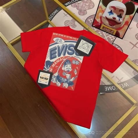 Evisu เสื้อแขนสั้นสไตล์ญี่ปุ่นใหม่แนววินเทจฮิปฮอปสตรีทพิมพ์ลาย Ins หลวมแขนสั้นครึ่งแขนลำลอง