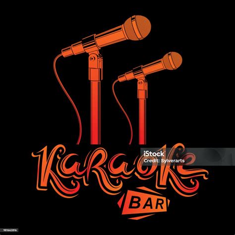 쓰기 무대 마이크 장비 바 가라오케입니다 나이트 클럽 초대의 상징 노래방기계에 대한 스톡 벡터 아트 및 기타 이미지 노래방기계 공연 디자인 Istock
