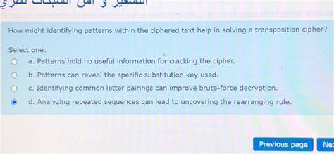 Solved How Might Identifying Patterns Within The Ciphered