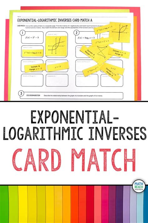 Exponential Logarithmic Inverses Card Match Activity Exponential