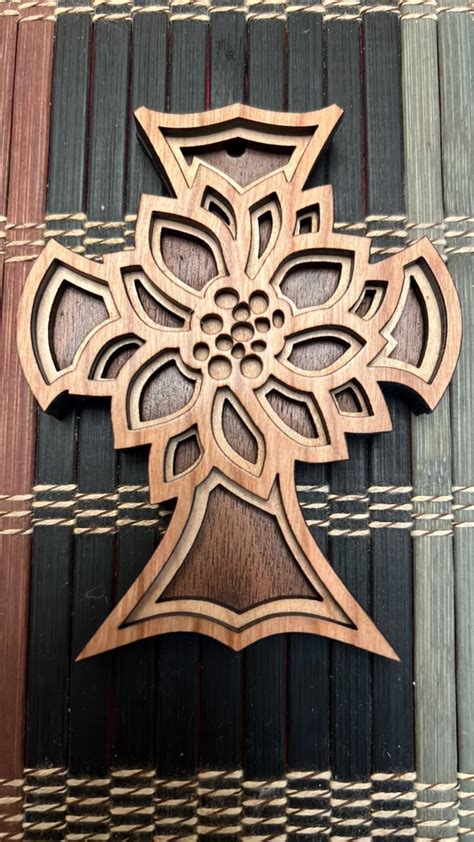 Poinsettia Cross Layered Scroll Saw Pattern Laser Cnc Etsy