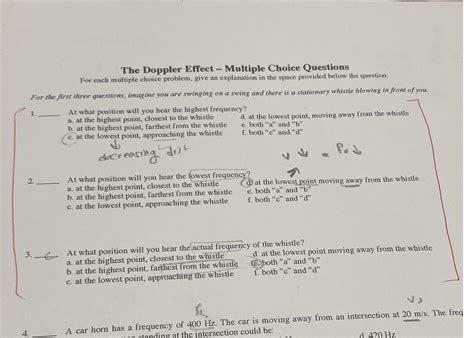 Solved The Doppler Effect Multiple Choice QuestionsFor Chegg Com