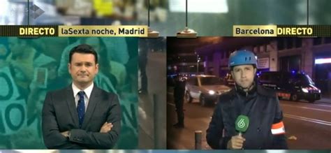 Un Reportero De La Sexta Noche Informa Con Casco Desde La